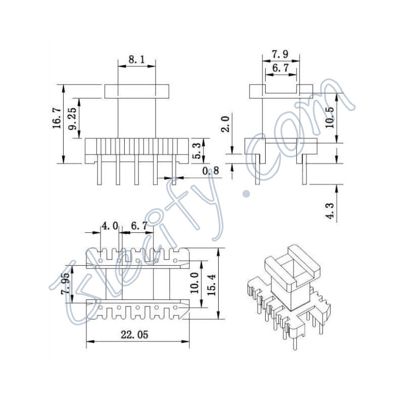 PC40 E22 EE22 5+5pins 4+4pins horizontal ferrite transformer cores 22mm ...