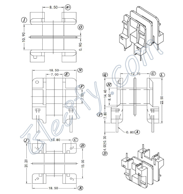 EE25 PC40 Ferrite Cores and bobbin 25mm – elecify