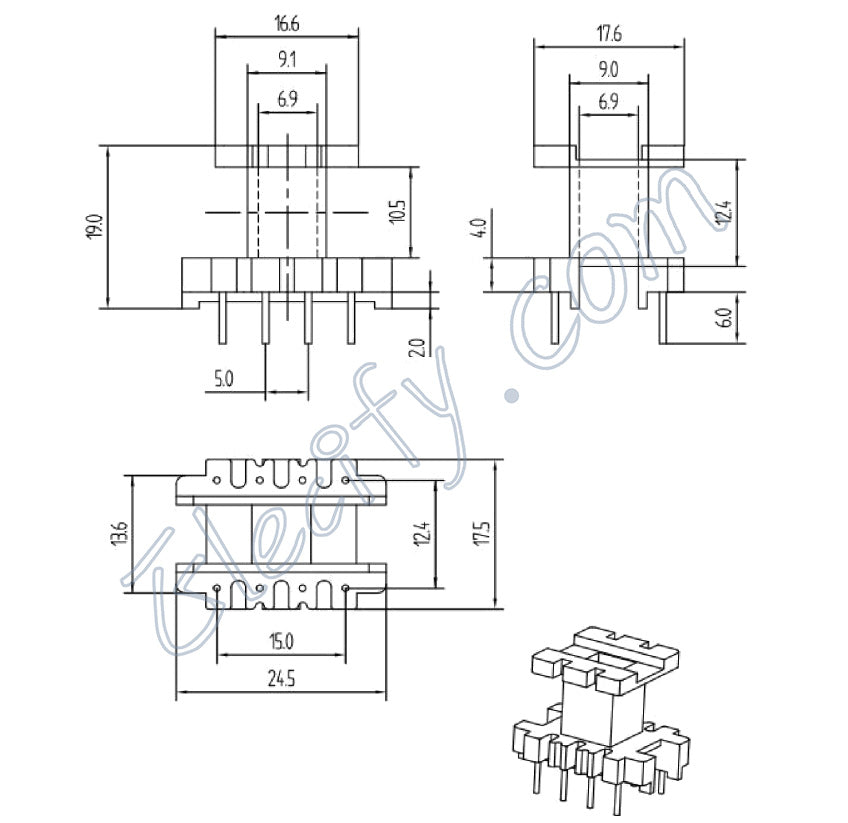 EE25 PC40 Ferrite Cores and bobbin 25mm – elecify