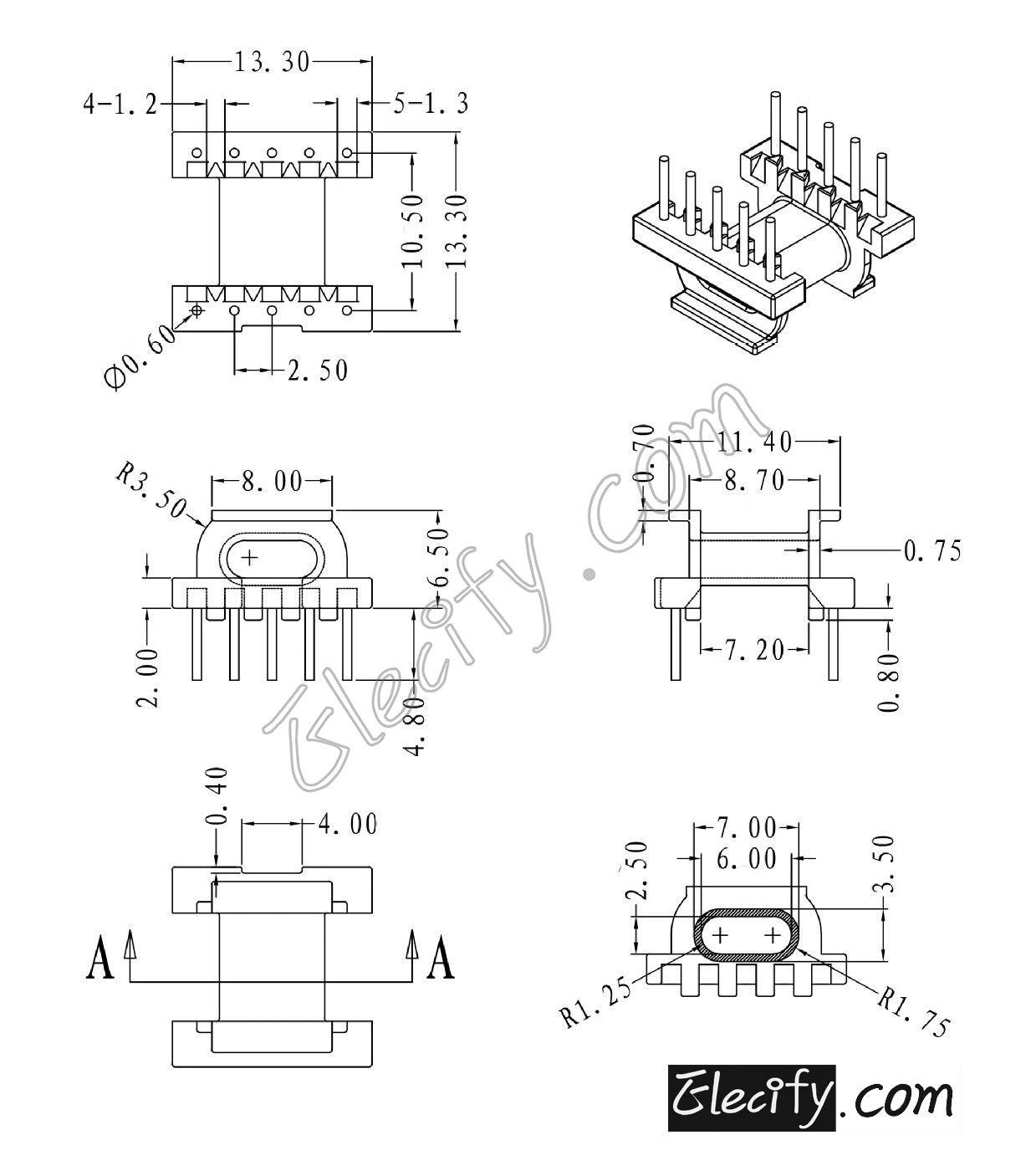 EPC13 5+5pins Ferrite Cores bobbin, transformer core, inductor coil – elecify