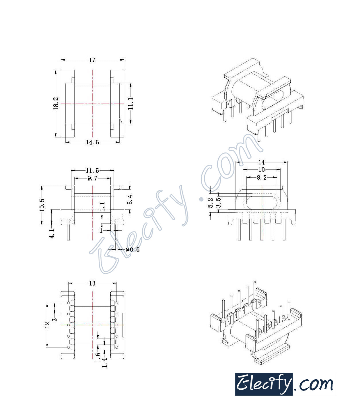 EPC17 5+5pins Ferrite Cores bobbin, transformer core, inductor coil – elecify