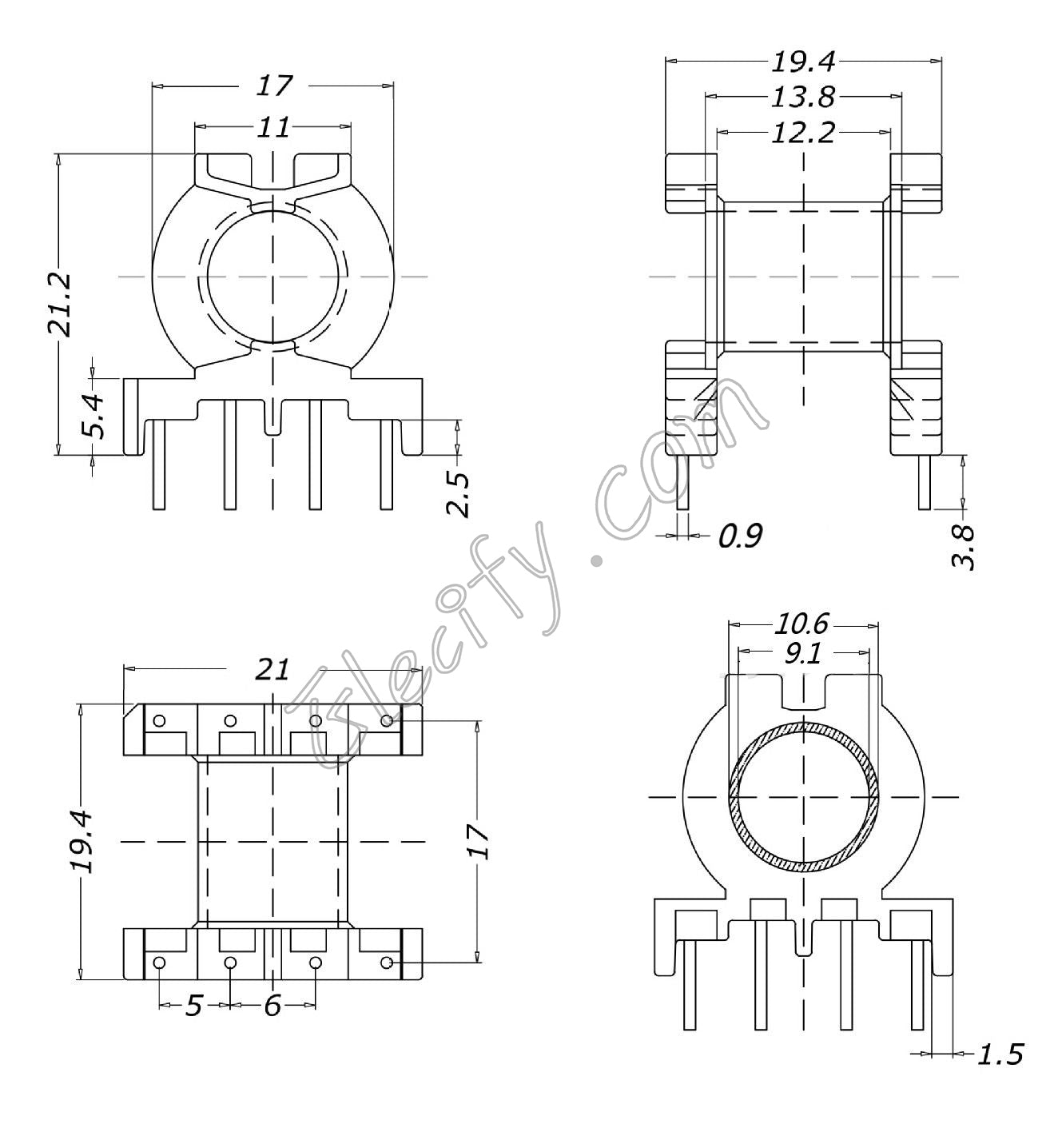 PQ20 PC40 Ferrite Cores and bobbin 21mm – elecify